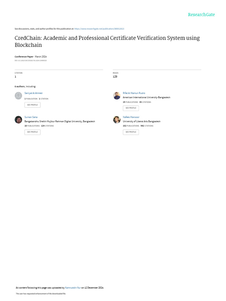 Certificate Verification By Blockchain Pdf Computing