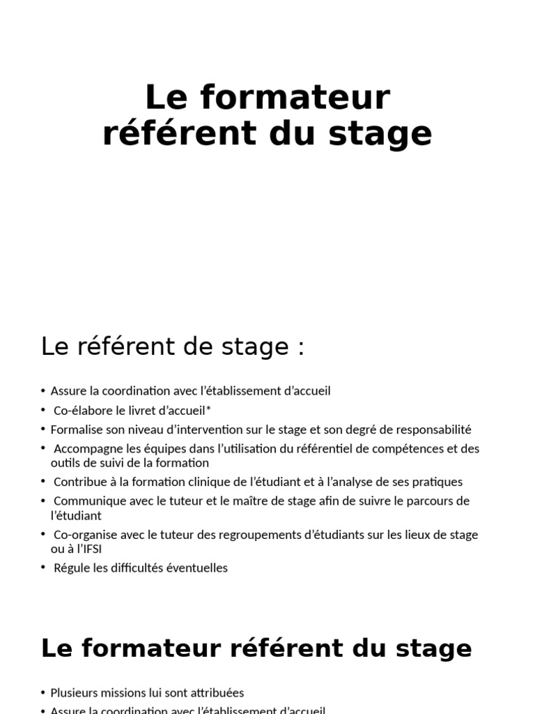 role du formateur référent du stage | PDF