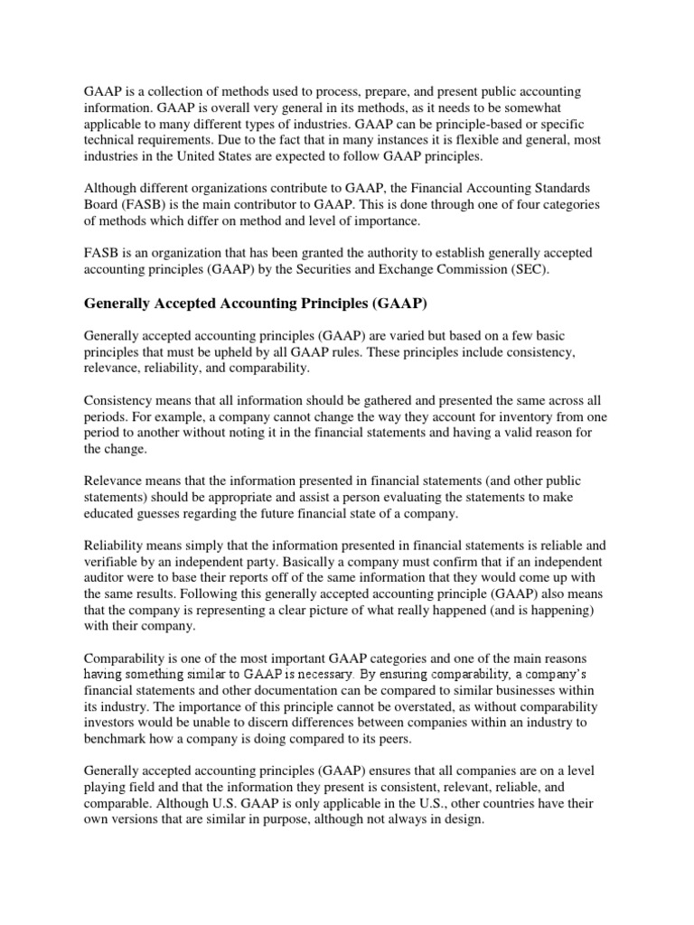 Generally Accepted Accounting Principles (GAAP) | Download Free PDF ...