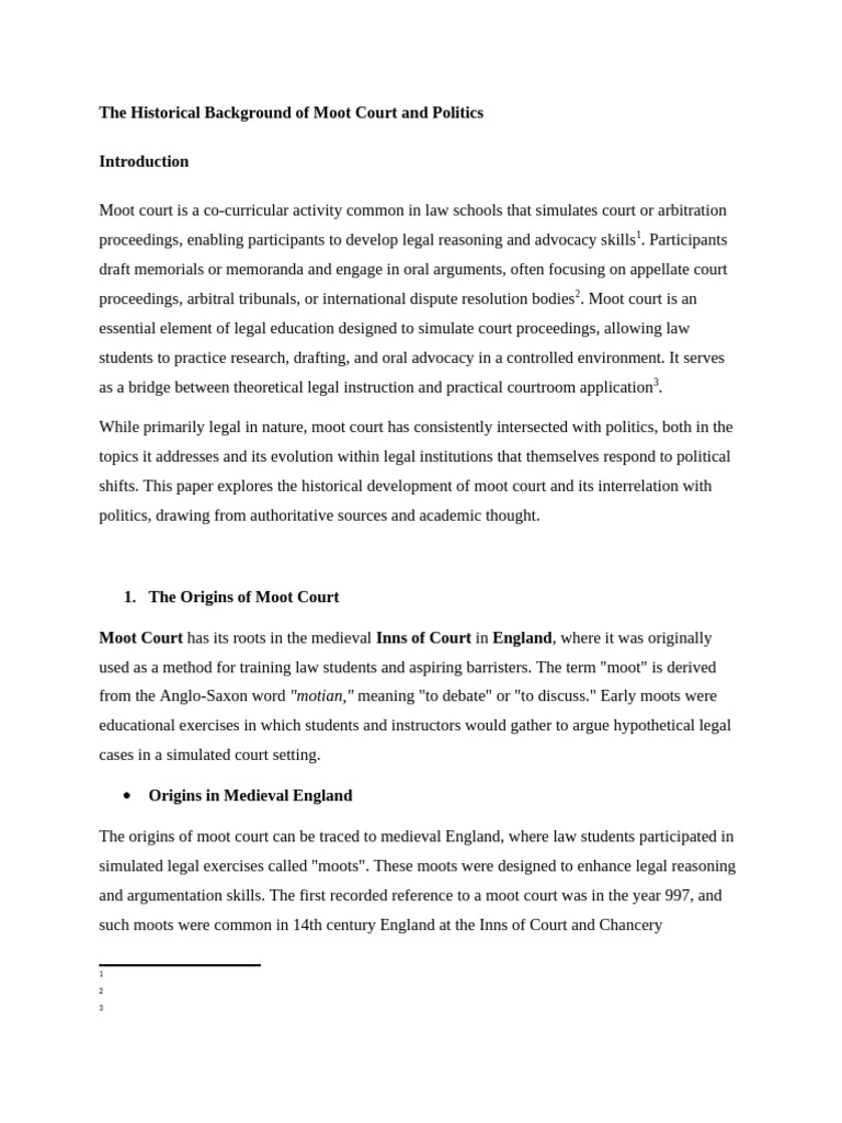 The Historical Background of Moot Court and Politics | PDF | Mootness ...