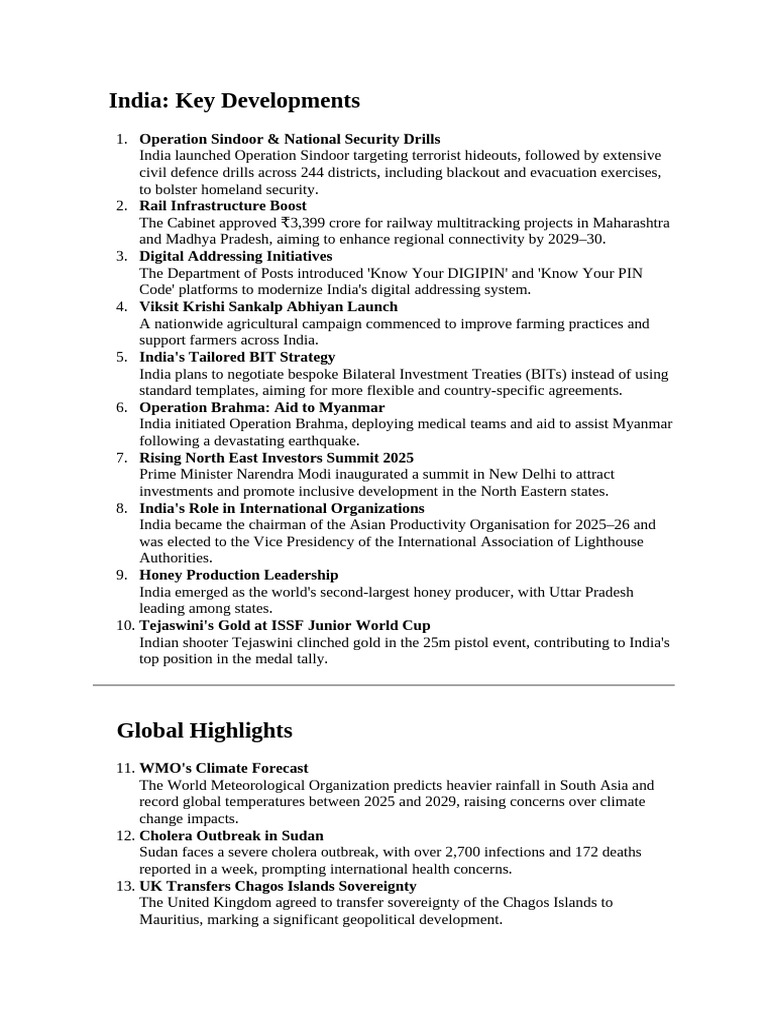 Top 20 Current Affairs 2025 | PDF