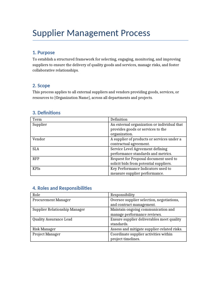 Supplier Management Process | PDF | Performance Indicator | Service ...