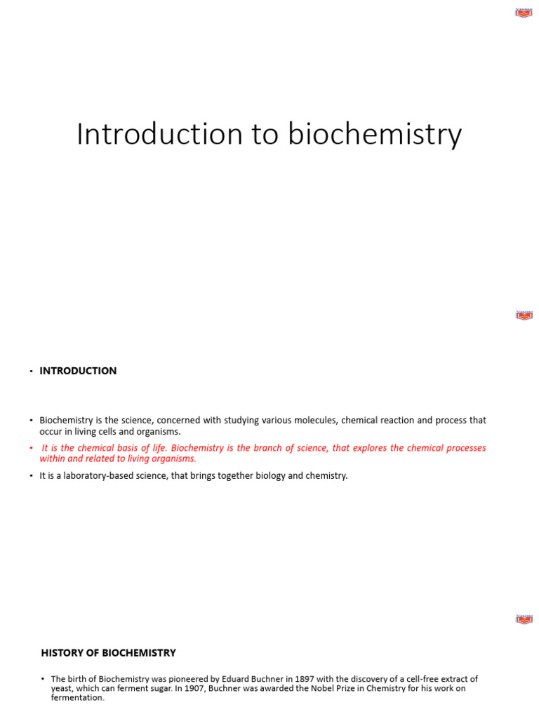 BIOCHEMISTRY Introduction To Biochemistry | PDF | Biochemistry | Chemistry