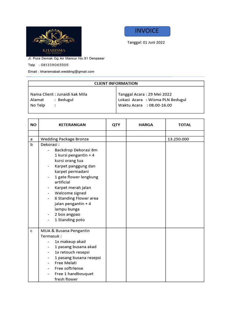 INVOICE Om Junaidi | PDF