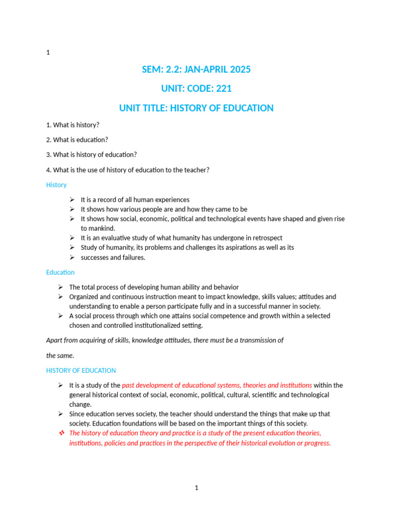 History of Education Edf 221 Updated | PDF | Ancient Egypt | Rhetoric