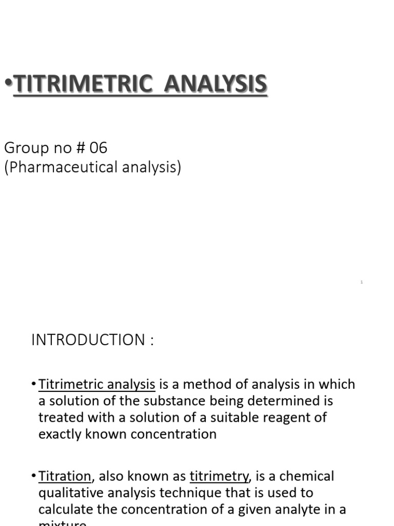 Titrimetric Analysis in Pharmaceuticals | PDF | Titration | Chemistry