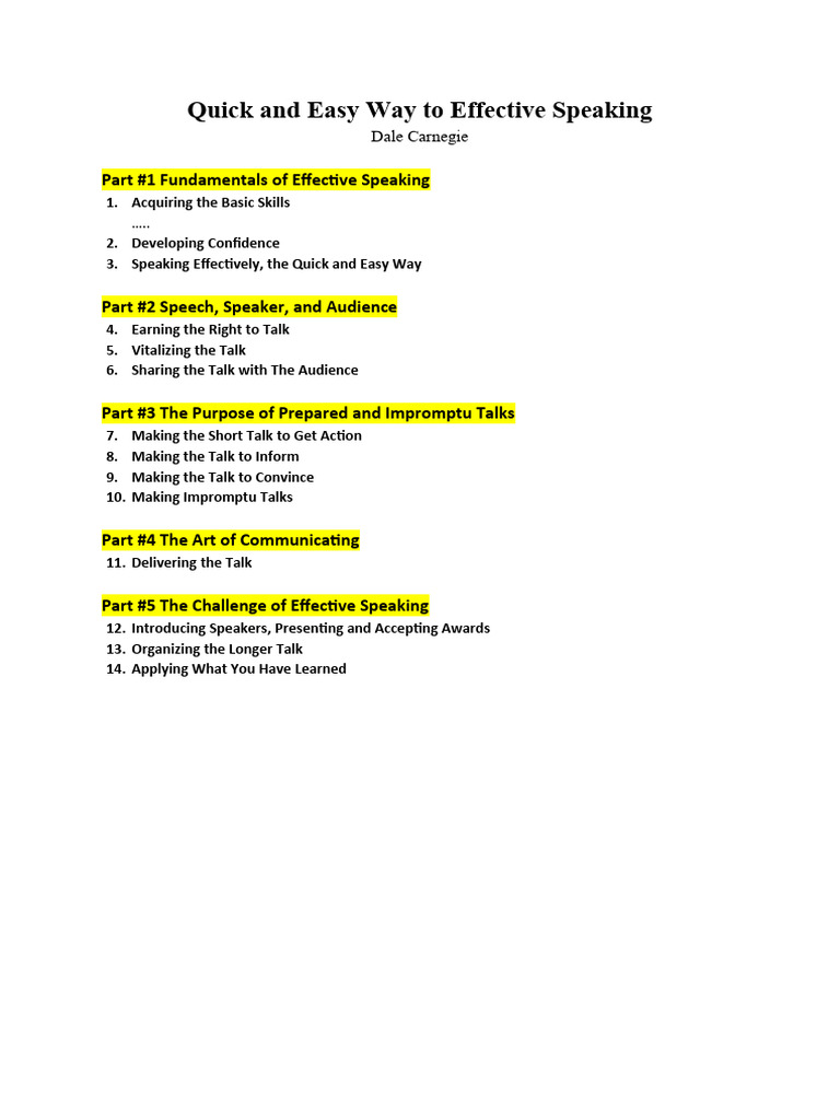 Quick and Easy Way To Effective Speaking Dale Carnegie | PDF