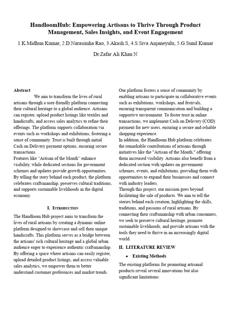 Handloom Hub - Research Paper | PDF | Databases | Analytics