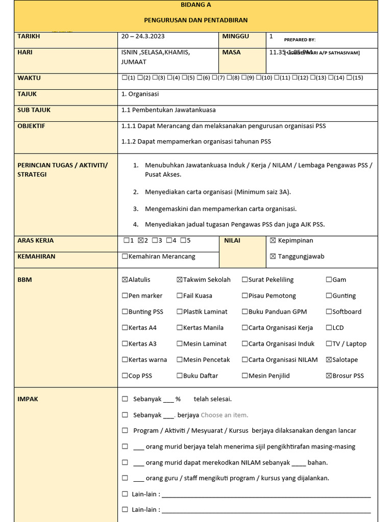 RPH GPM Bidang A | PDF