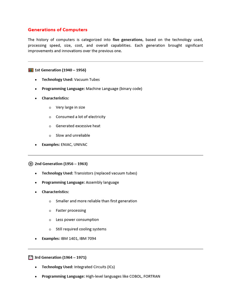 Generations of Computers | PDF