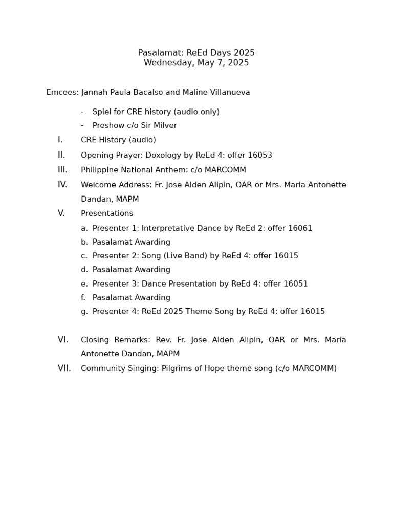 Pasalamat Program | PDF