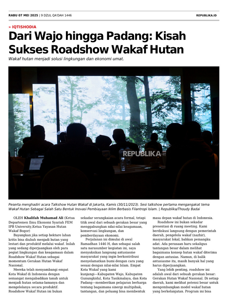 Iqtishodia - 07052025 - Dari Wajo Hingga Padang Kisah Sukses Roadshow Wakaf Hutan | PDF
