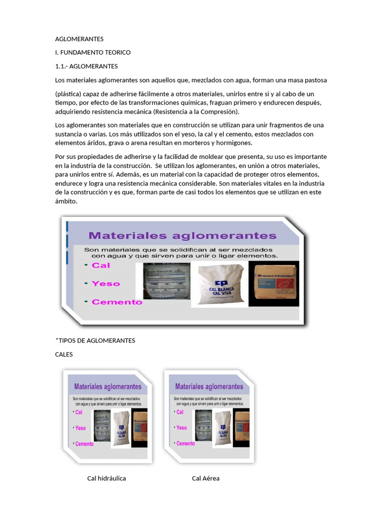 AGLOMERANTES | PDF | Lima (Material) | Cemento