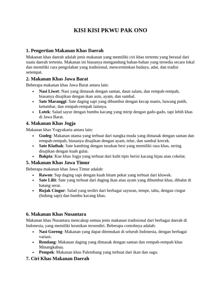 Kisi Kisi Pkwu Pak Ono | PDF