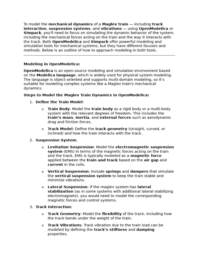 Model The Mechanical Dynamics of A Maglev Train | PDF | Force | System