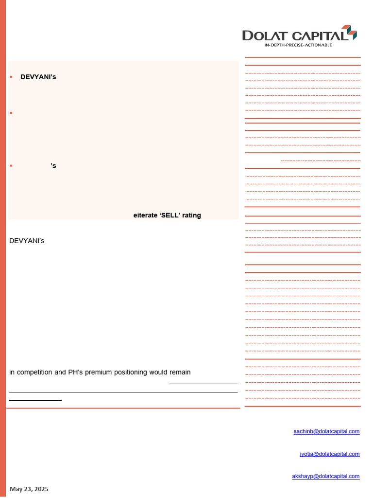 Dolat Capital Sees 13% DOWNSIDE in Devyani International Revival | PDF | Financial Accounting ...