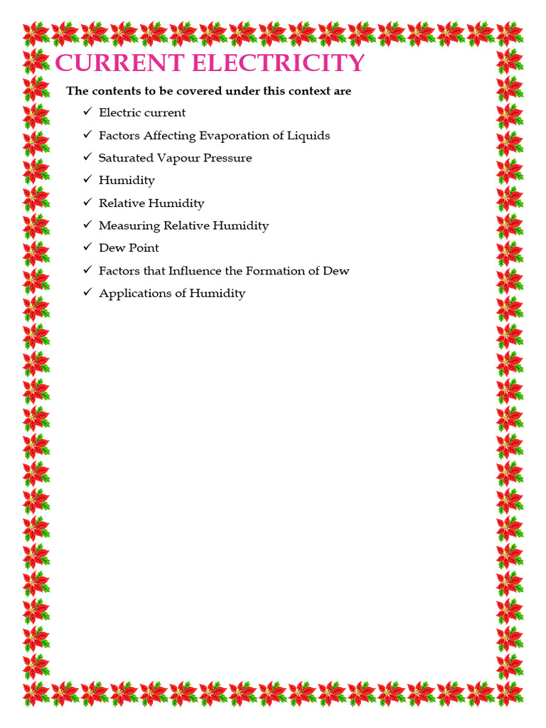 Current Electricity Study Notes | PDF | Resistor | Electrical ...