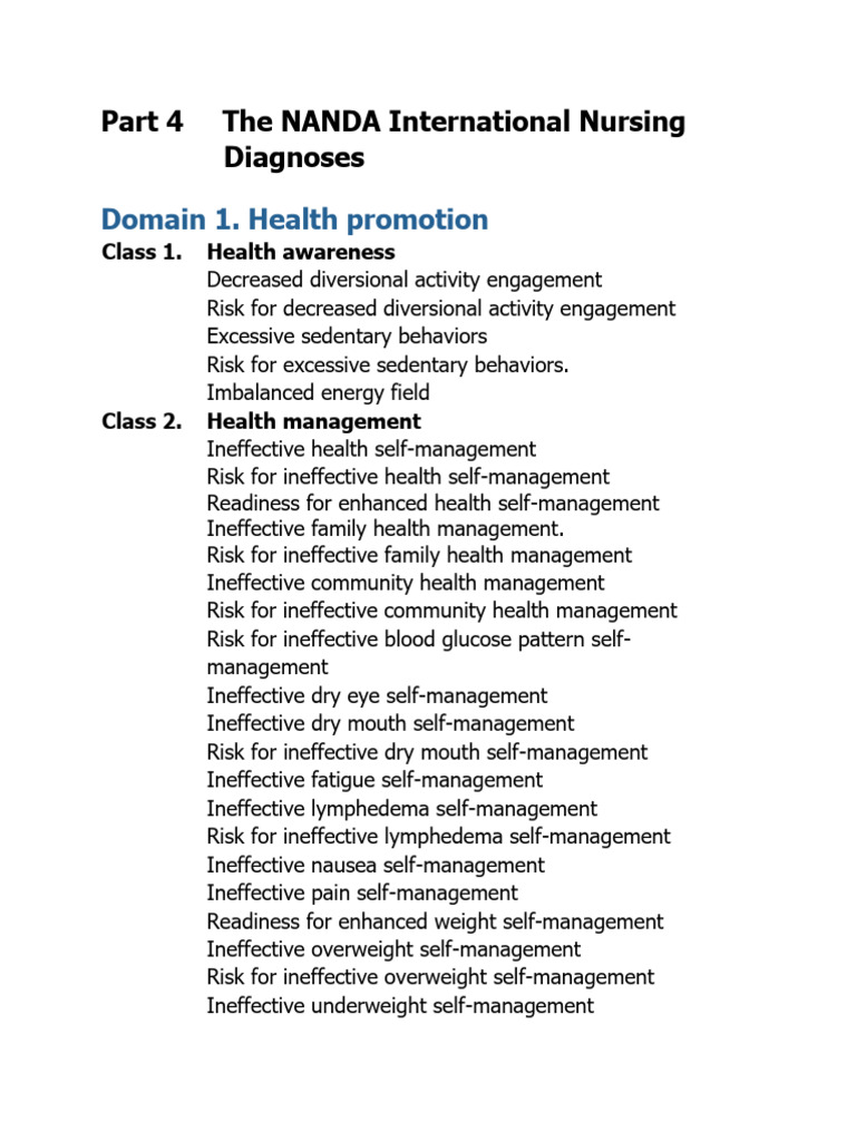 NANDA 2024-2026 Nursing Diagnoses List | PDF | Urinary Incontinence ...