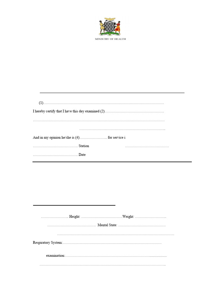 Medical Examination Form | PDF | Physiology | Medicine
