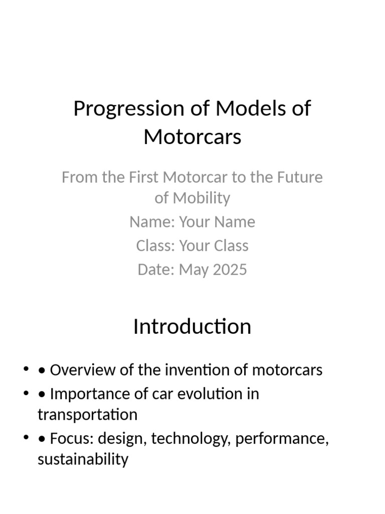 Progression of Motorcars Presentation | PDF