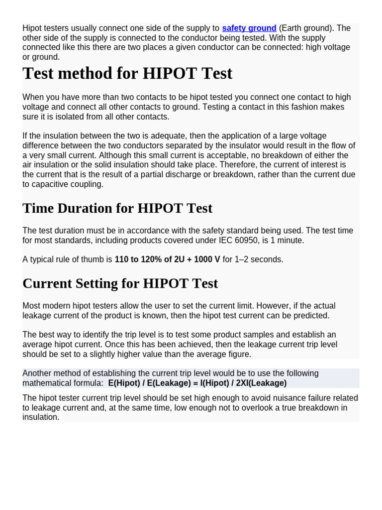 Test Method Hipot3 | PDF