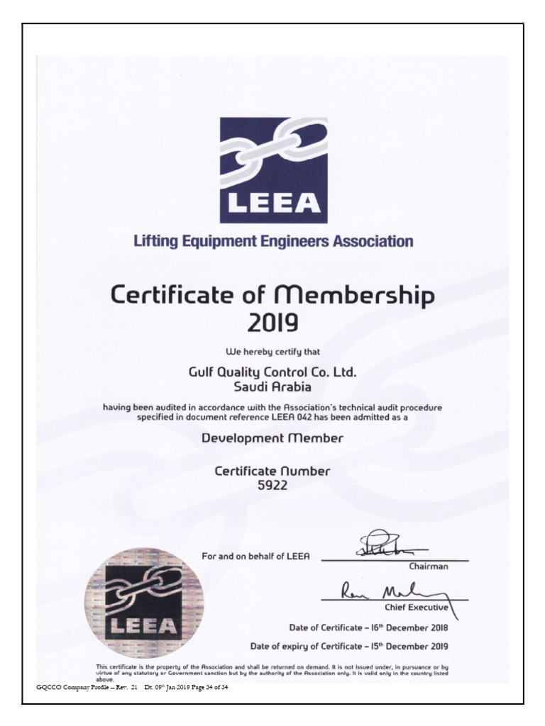 LEEA Certificate | PDF
