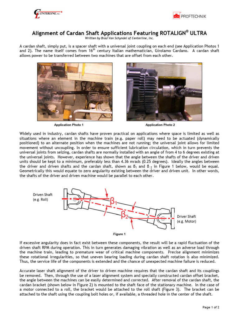 Cardan Shaft Alignment With ROTALIGN ULTRA | PDF | Machines | Mechanics