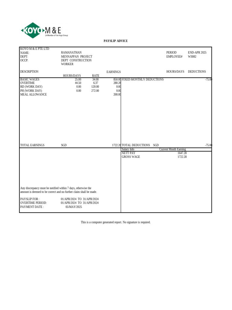 Payslip 1 | PDF