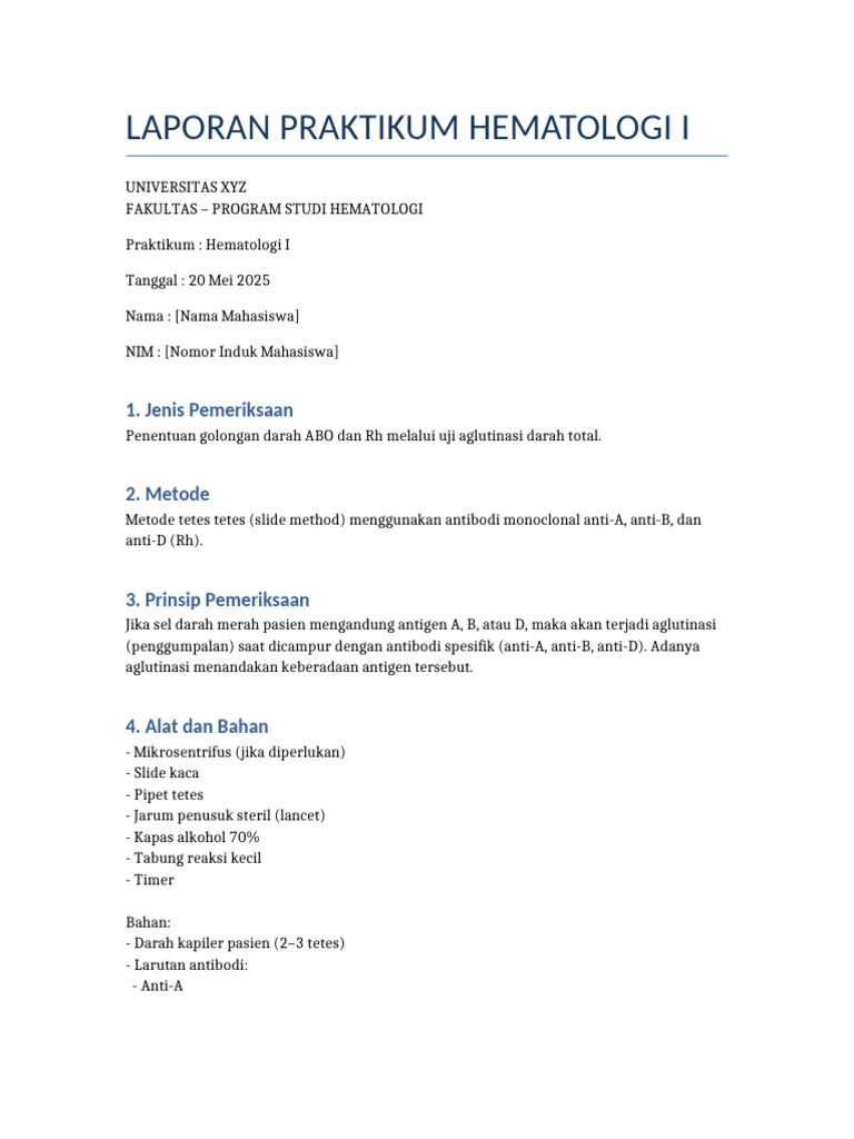 Laporan Praktek Golongan Darah | PDF