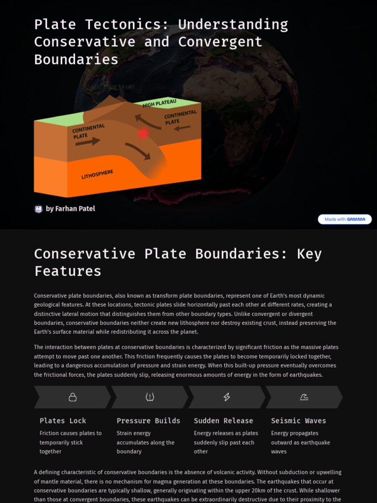 Plate Tectonics Understanding Conservative and Convergent Boundaries ...