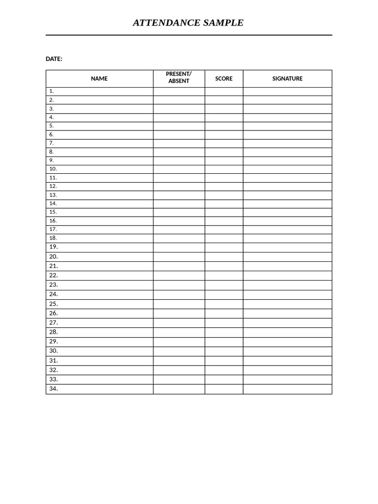 Attendance Sample | PDF