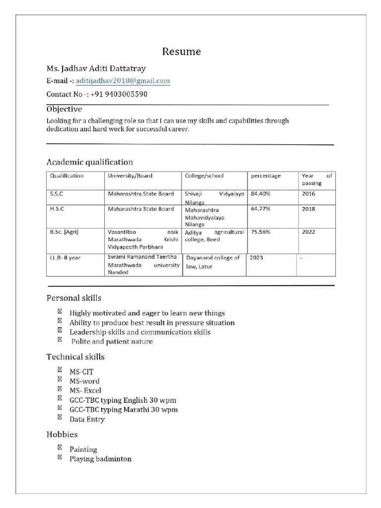 Aditi Resume (Updated) | PDF