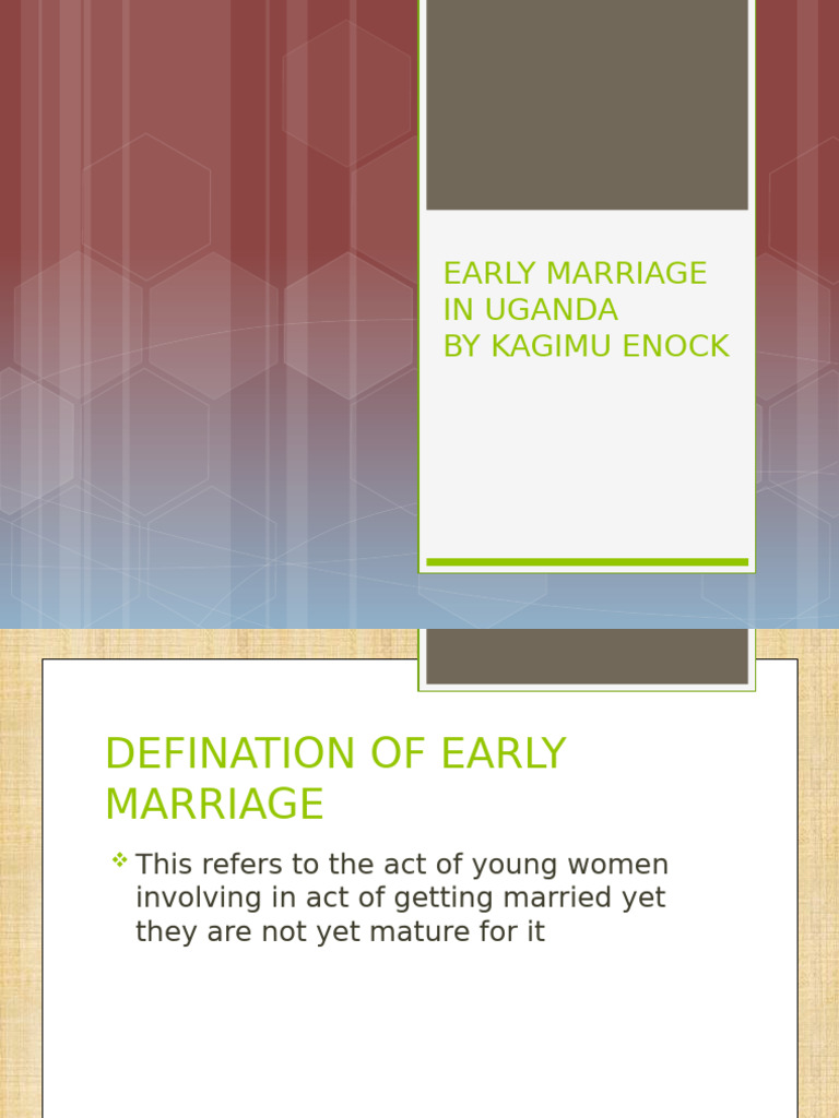 Early Marriage in Uganda by Kagimu Enock | PDF