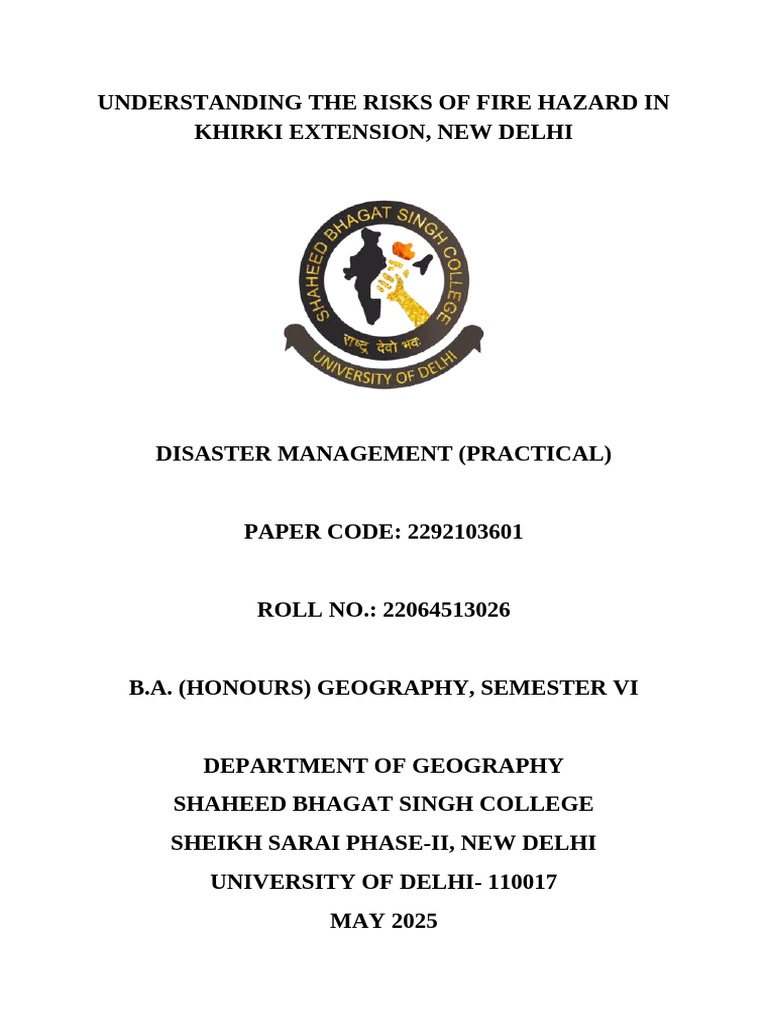Fire Hazard Risks in Khirki Extension | PDF | Fires | Firefighting