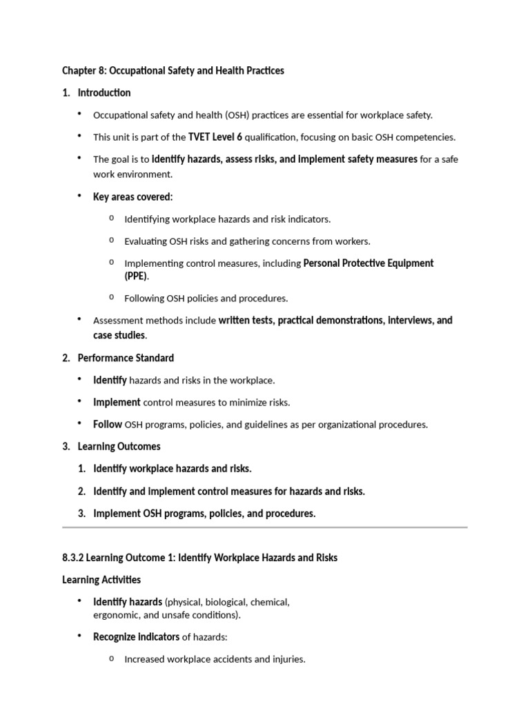 Chapter 8 Occupational Safety Health | PDF | Occupational Safety And ...