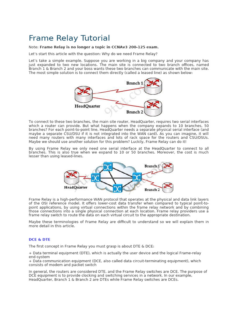 CCNA Tutorials - Frame Relay Tutorial - 9TUT | PDF | Ip Address | Computer Network