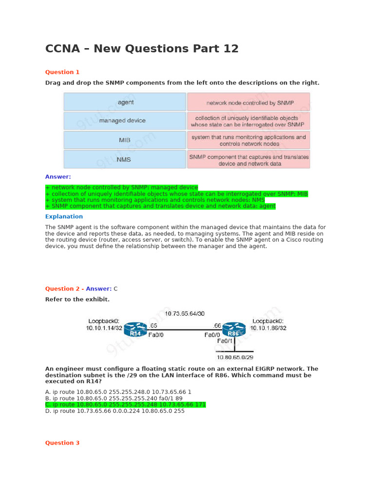 CCNA 9TUT - New Questions Part 12 | PDF | I Pv6 | Internet Protocols