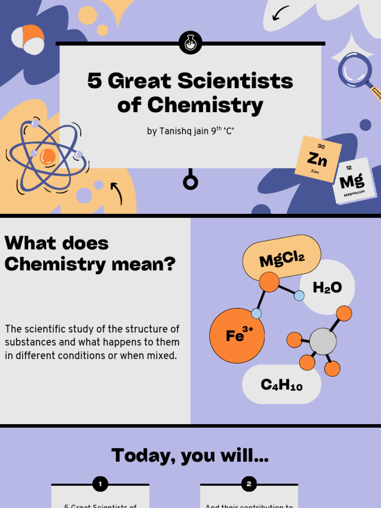 Contributions of 5 Great Chemists | PDF | Marie Curie | Chemical Elements