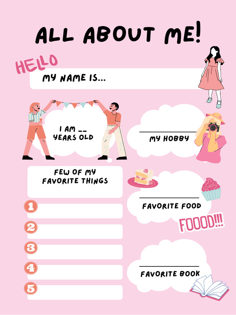 Light Pink All About Me Template | PDF