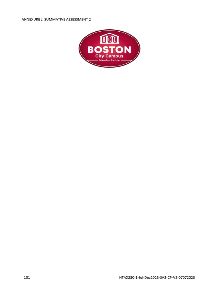 HTAX230 1 Jul Dec2023 SA2 | PDF | Microsoft Excel | Taxes