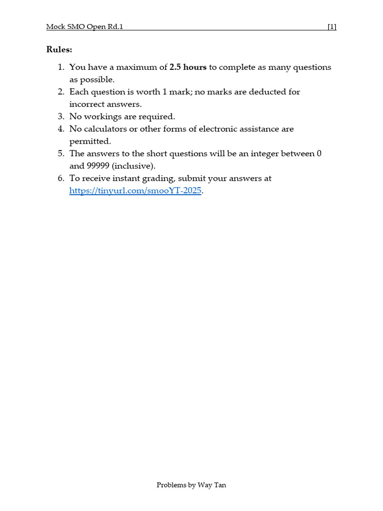 Mock SMO Open - Problems | PDF | Perpendicular | Mathematics