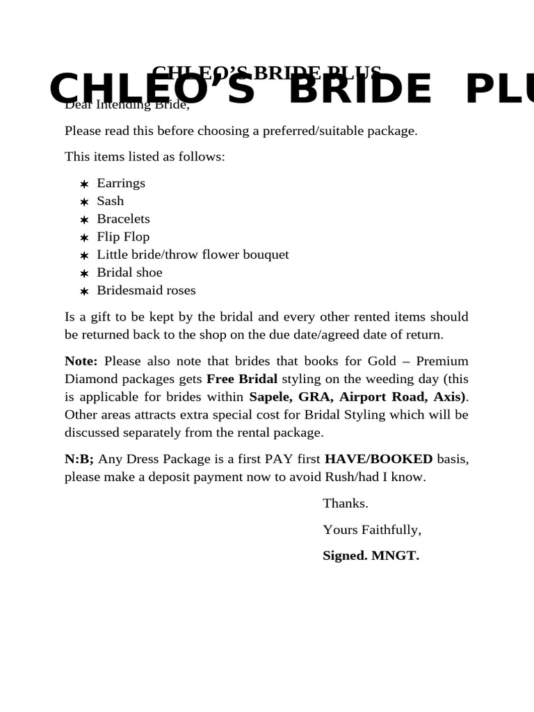 Chleos Bride Plus Official New | PDF | Bride | Bridesmaid