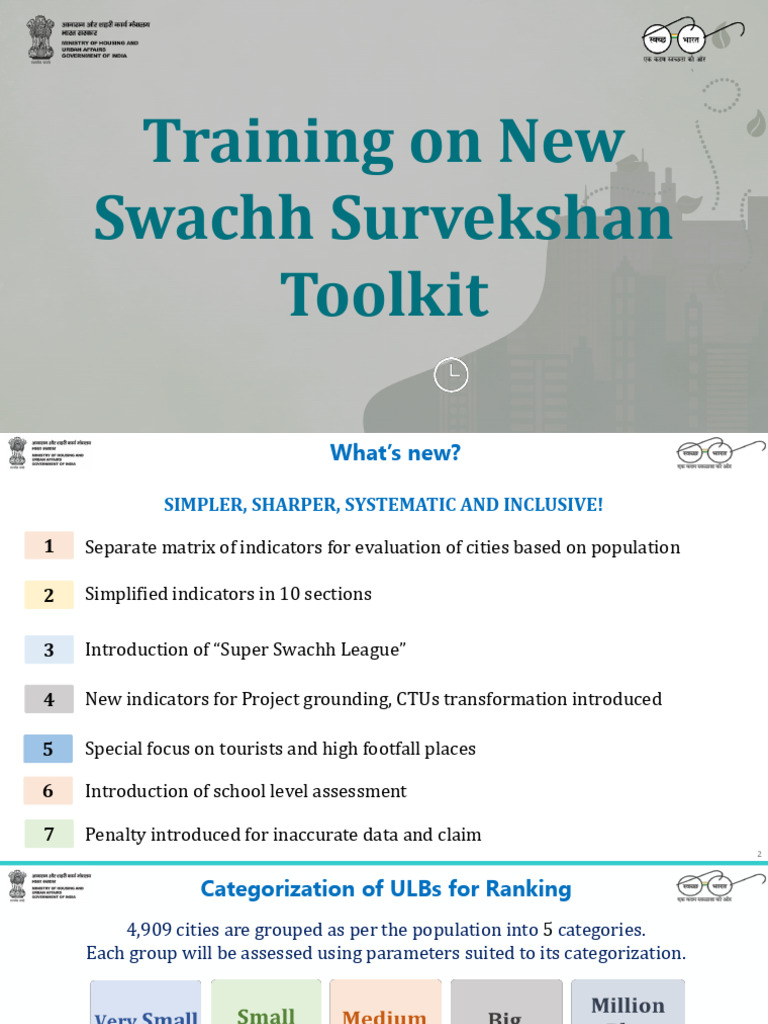 Swachh Survekshan Toolkit - State Training | PDF | Sewage Treatment ...