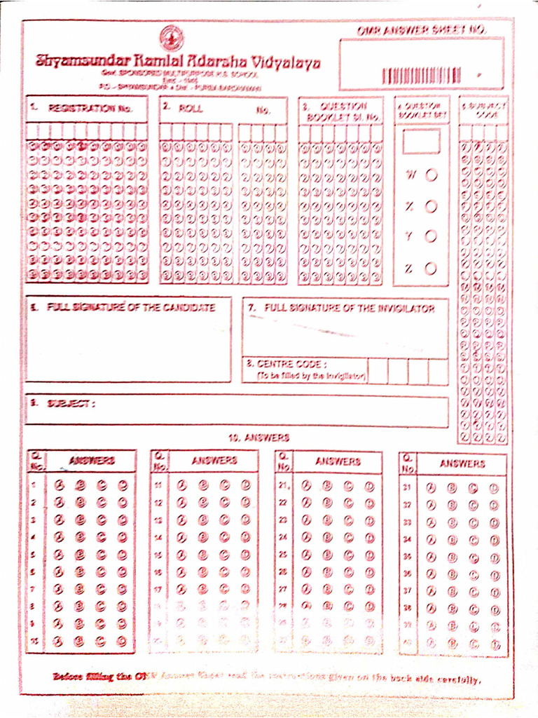 OMR Sheet | PDF