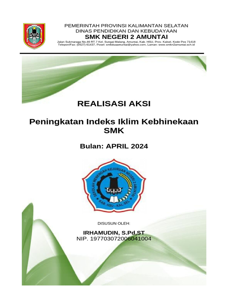 Realisasi Kinerja APRIL 2024 .Peningkatan Indeks Iklim Kebhinekaan SMK | PDF