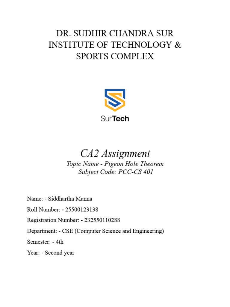 SiddharthaManna PCC-CS401 | PDF | Combinatorics | Mathematical Concepts