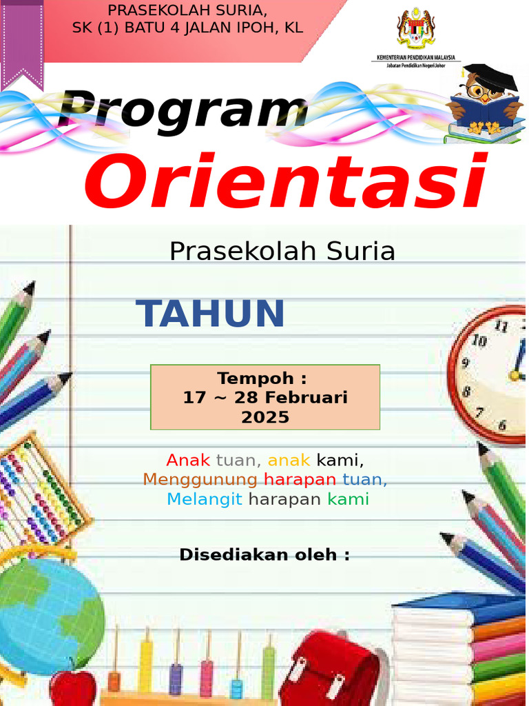 Program Orientasi Prasekolah 2025 | PDF