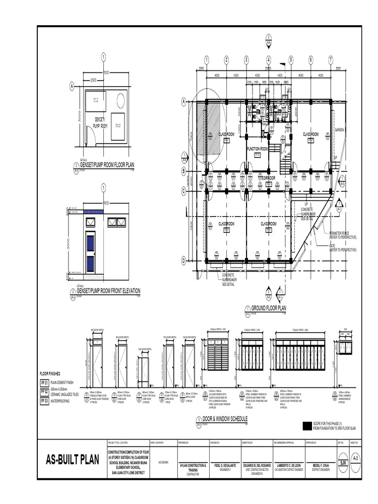As-Built Plan: Genset/Pump Room Floor Plan | PDF | Window | Door