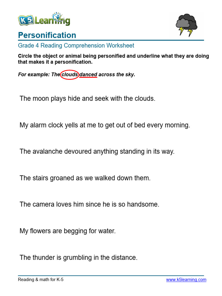 Grade 4 Personification 1 1 | PDF