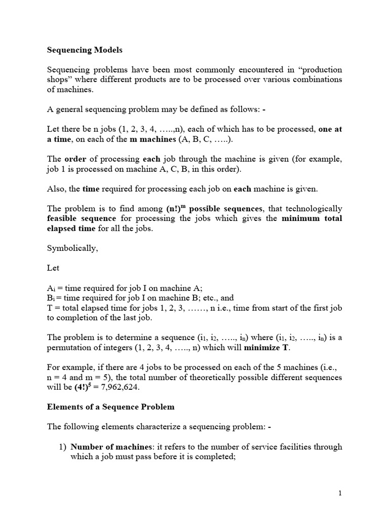 Sequencing Models-Students Notes | PDF | Mathematics | Applied Mathematics